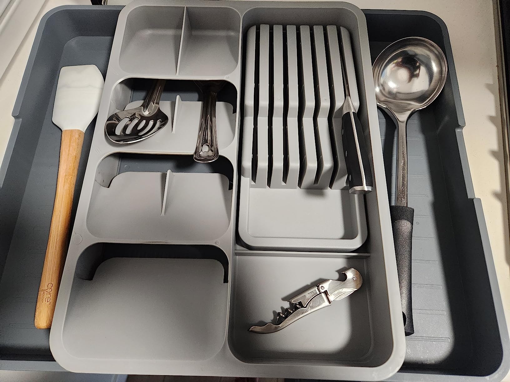 SOMIER Kitchen Utensil Drawer Organizer, Removable 2-Tier Knife Holder ...