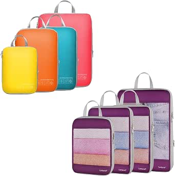 Amazon.com | Cambond 4 Set Compression Packing Cubes Multi-color Bundle ...
