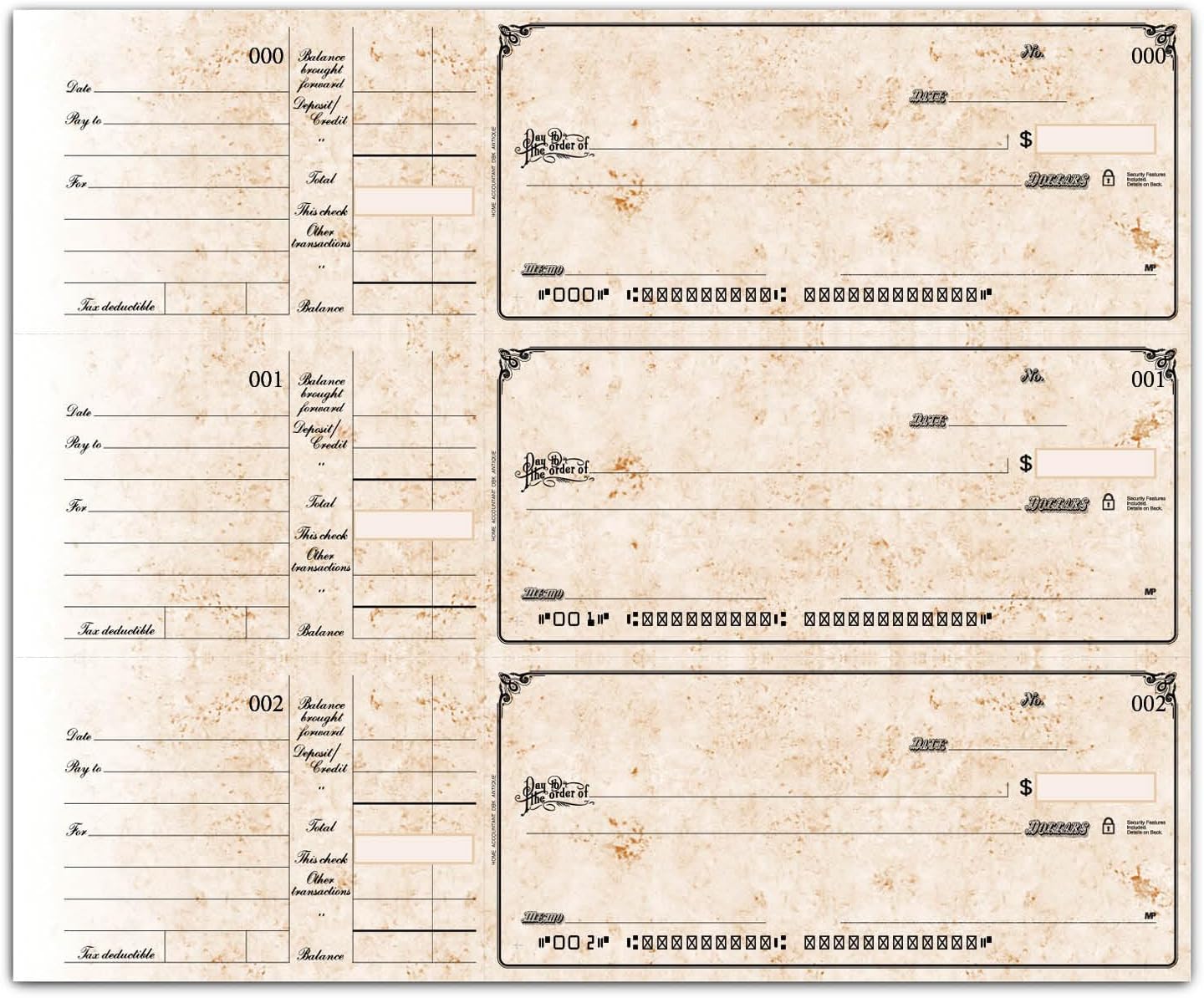 Amazon.com : ABC Compact Size Checks, 3-On-A-Page with Side-Tear ...