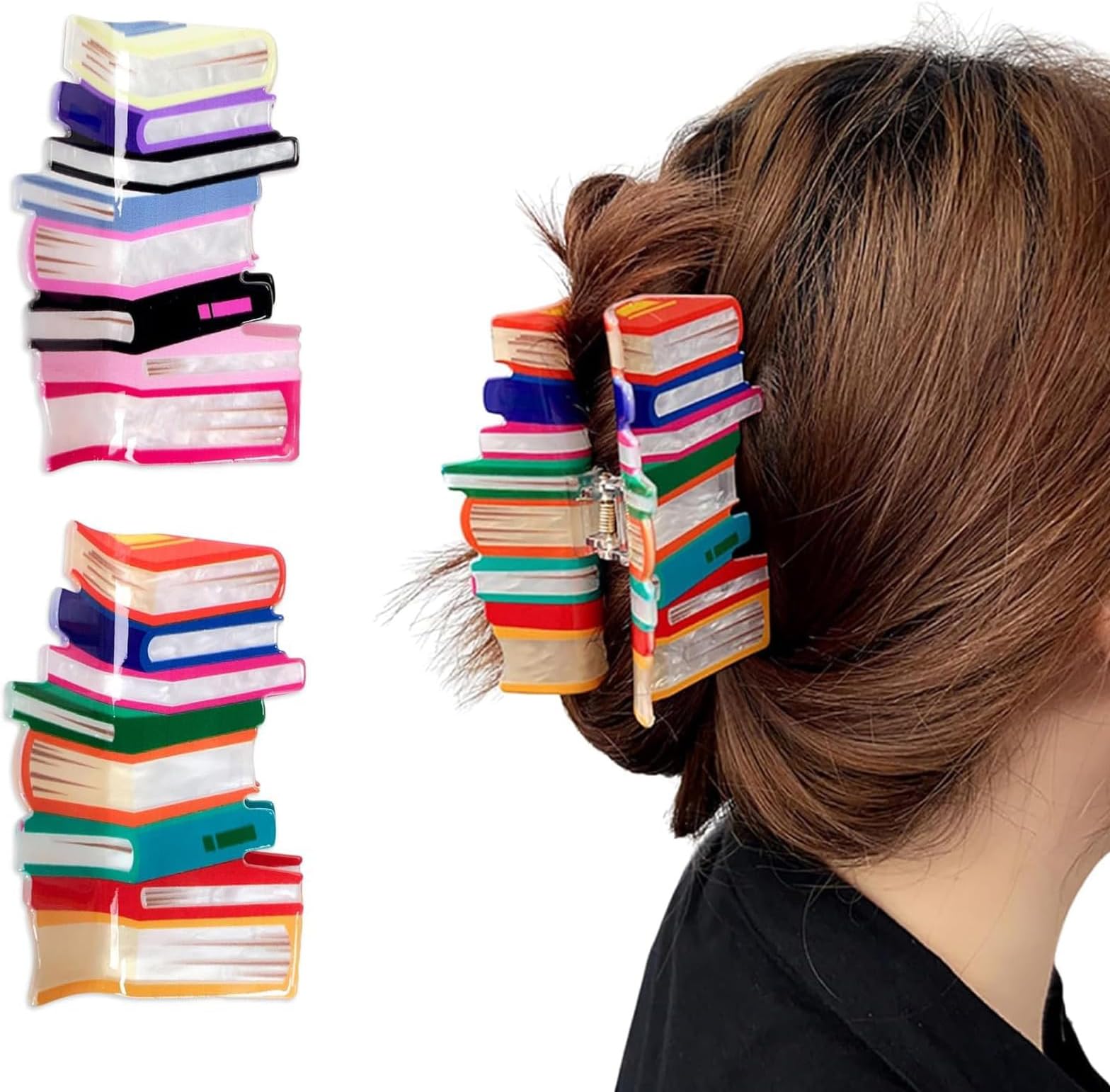 Amazon.com : 2pcs Book Hair Claw Clips Back To School Hair Clips for ...