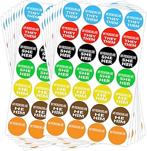 Pronouns Stickers,616 Pcs My Pronoun are Labels 1 Inch They Them Gender ...