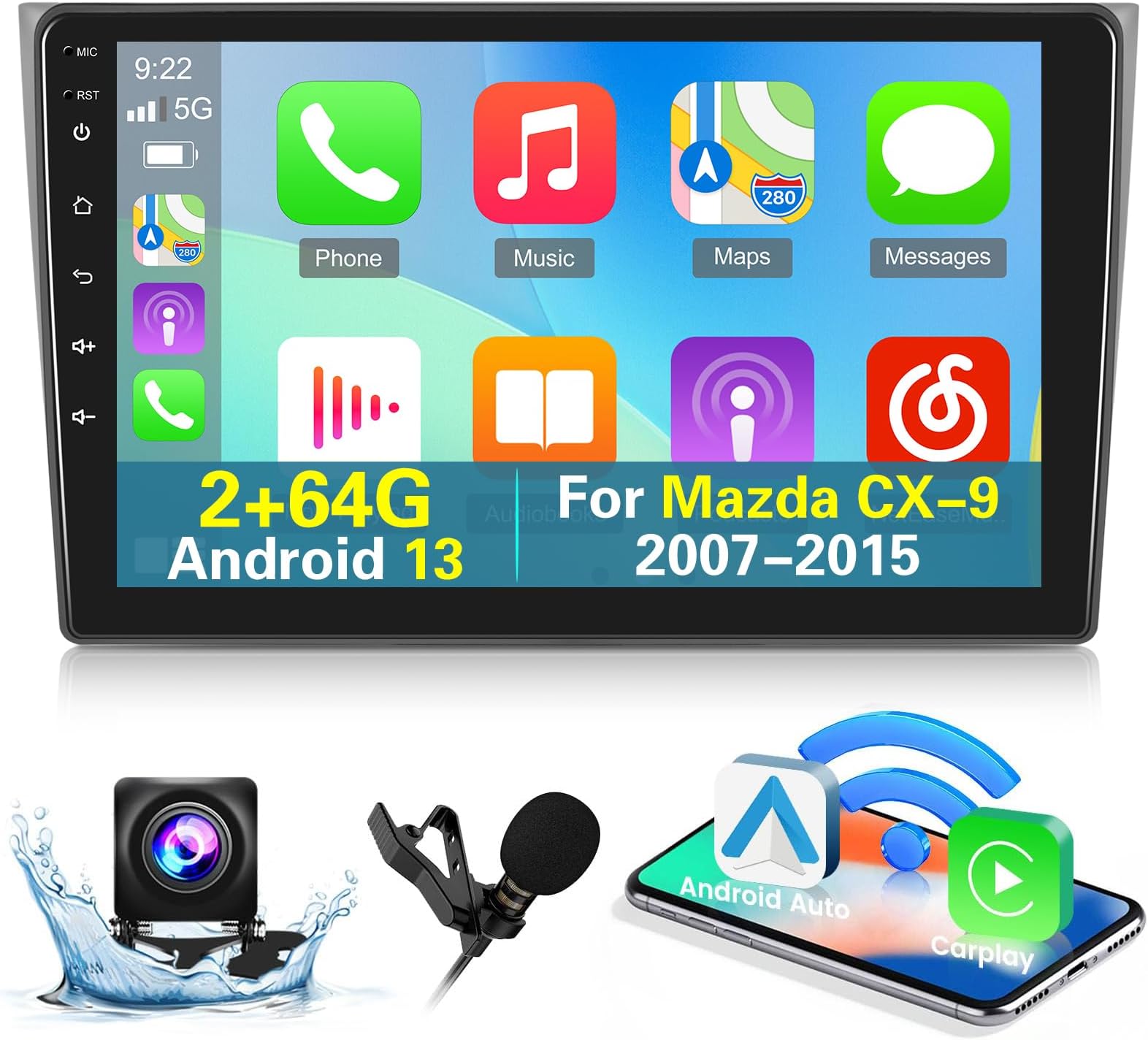 Amazon.com: EKAT [2G+64G] Car Radio for Mazda CX-9 2007-2015, Android 13 Touch Screen Car Play ...