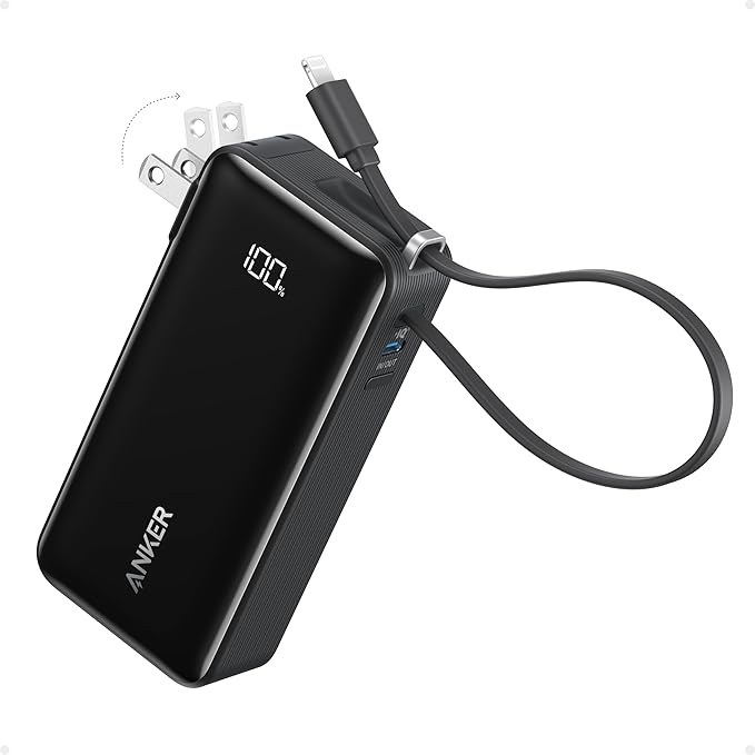 Amazon.com: ANKER Nano 3-in-1 Power Bank, Built-in Lightning Cable, USB ...