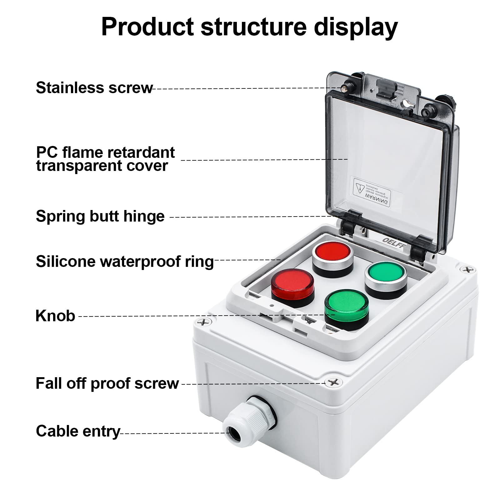 Snapklik.com : OELFFOW IP67 Button Switch Outdoor Waterproof Box 4 Push ...