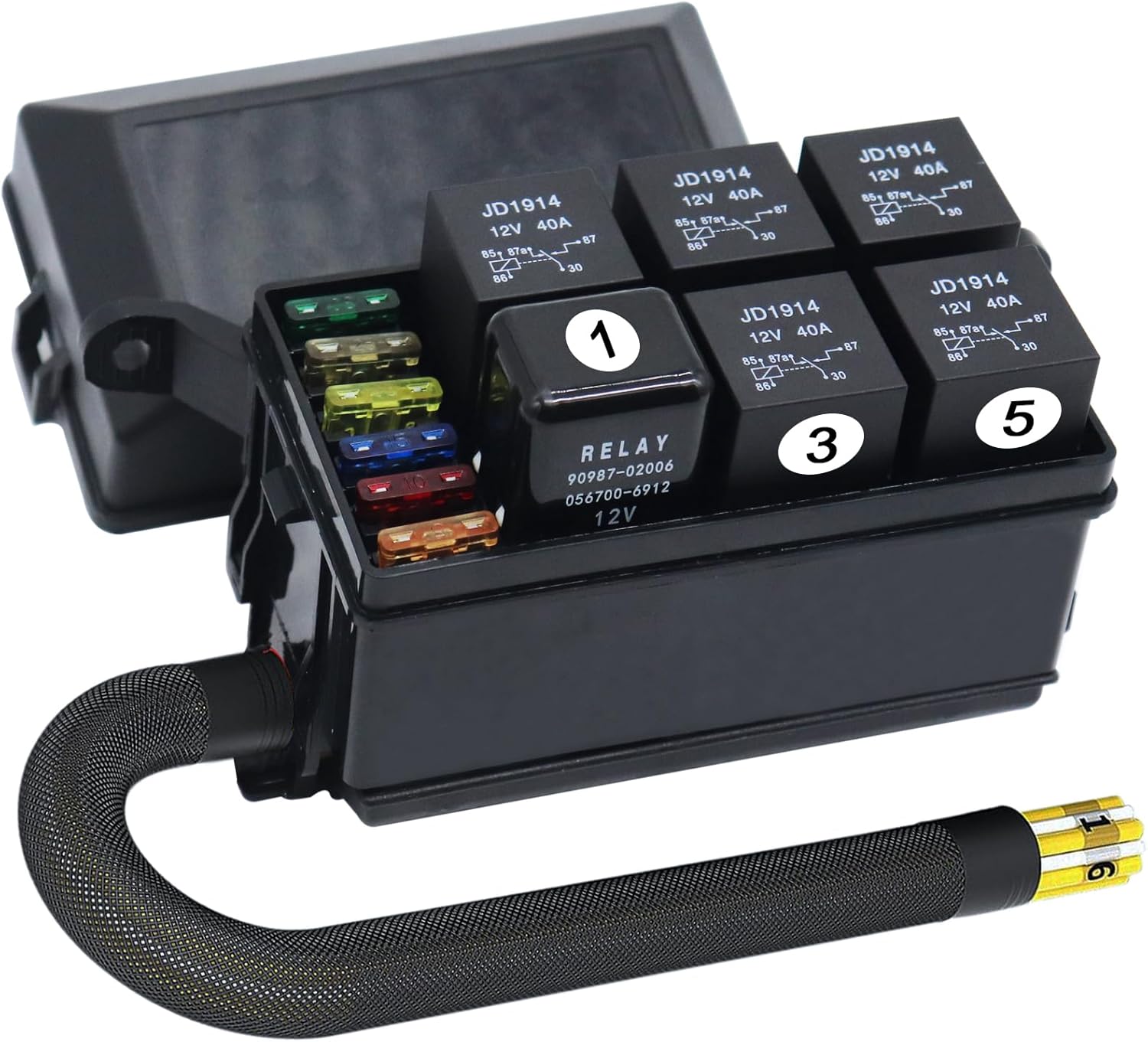 Amazon.com: AMOMD 12V Fuse and Relay Box with Pre-Wires Automotive ...