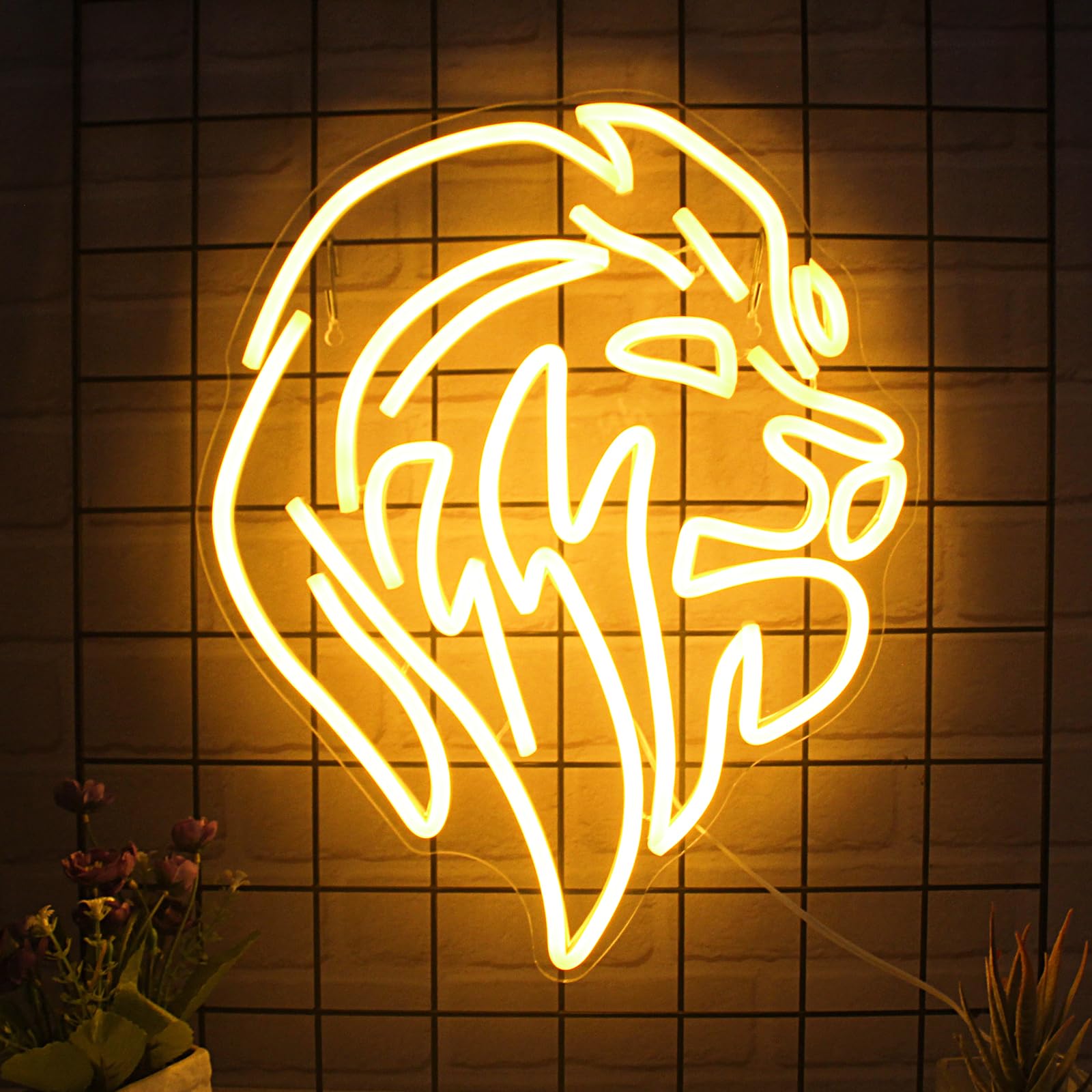 GUAN-O Lion Neon LED Sign The Lion King Neon Sign For Wall Decor Led ...