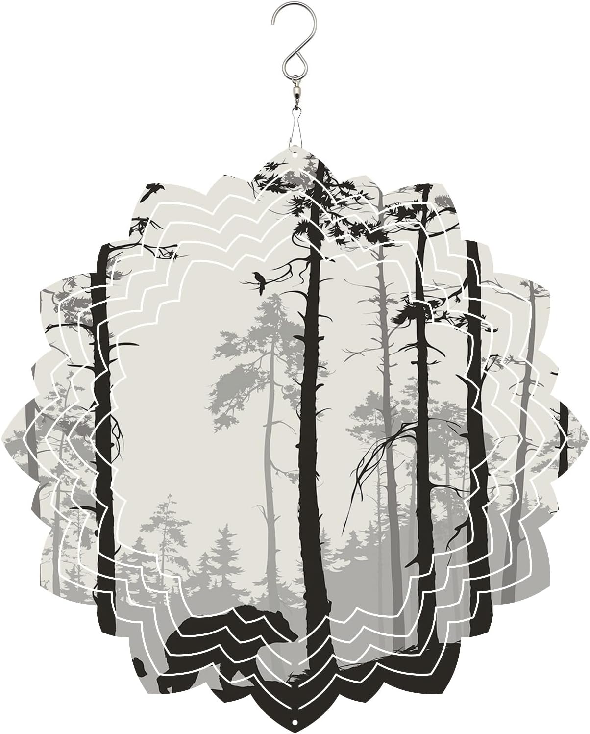 Amazon.com: Hanging Wind Spinners Outdoor Silhouette Bear Pine Trees ...