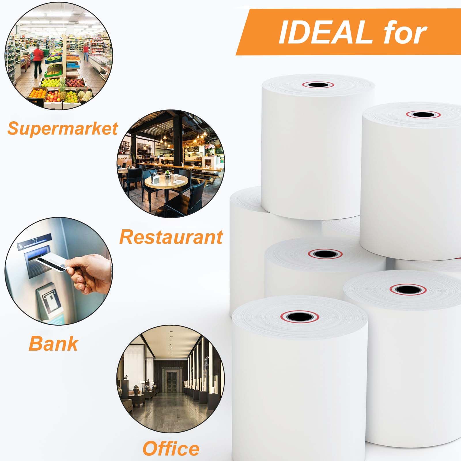 Square Terminal Receipt Paper Thermal Receipt Paper Rolls - 3 1/8 X 230 ...