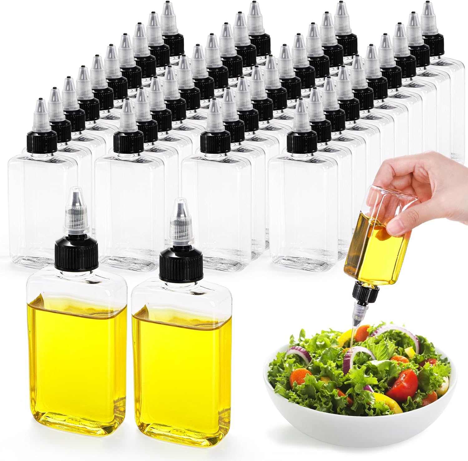 Amazon.com: Bekith 40 Pack Mini Squeeze Bottles for Liquids, 3.4oz Oil ...