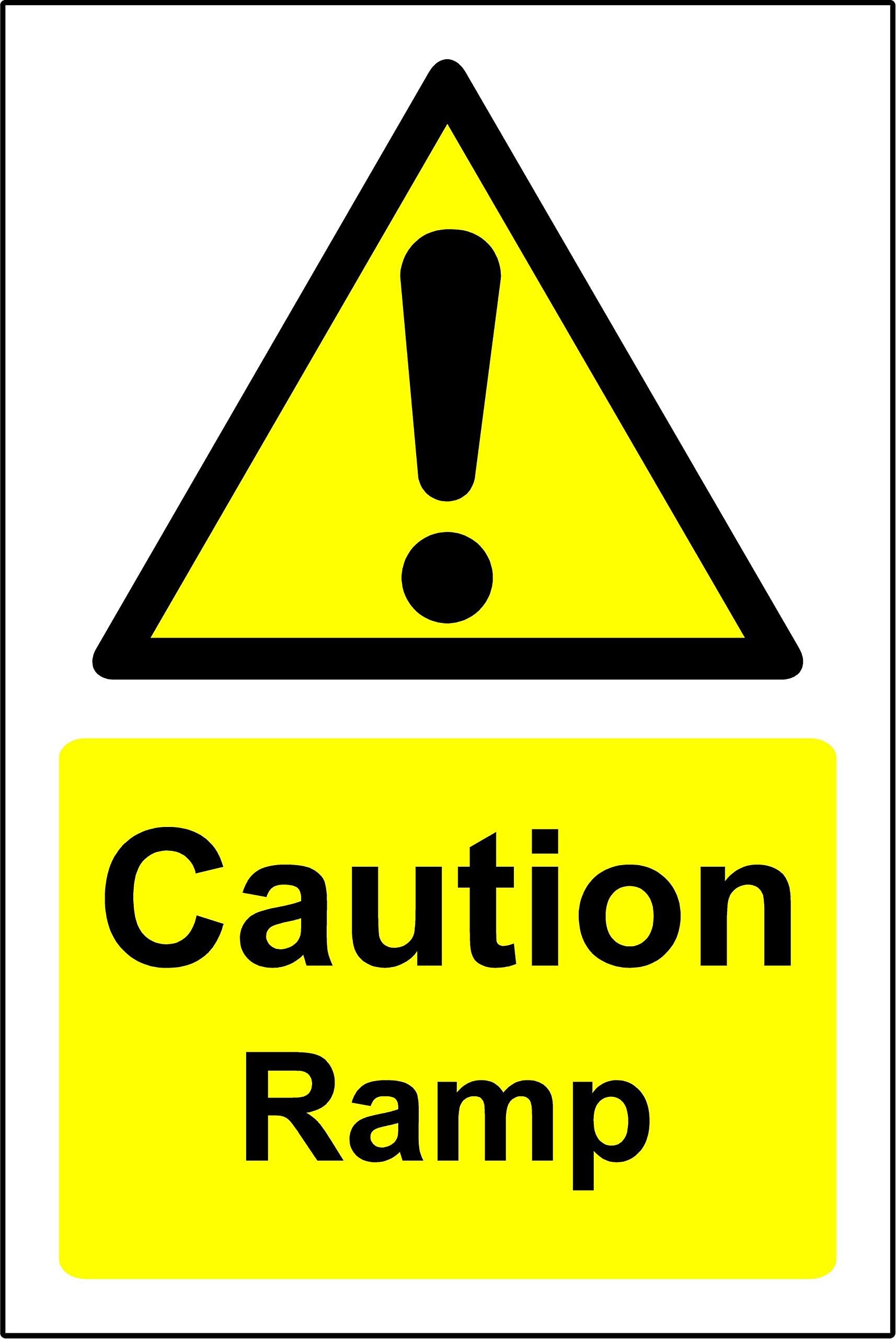 Caution ramp safety sign - 1.2mm Rigid plastic 300mm x 200mm : Amazon ...