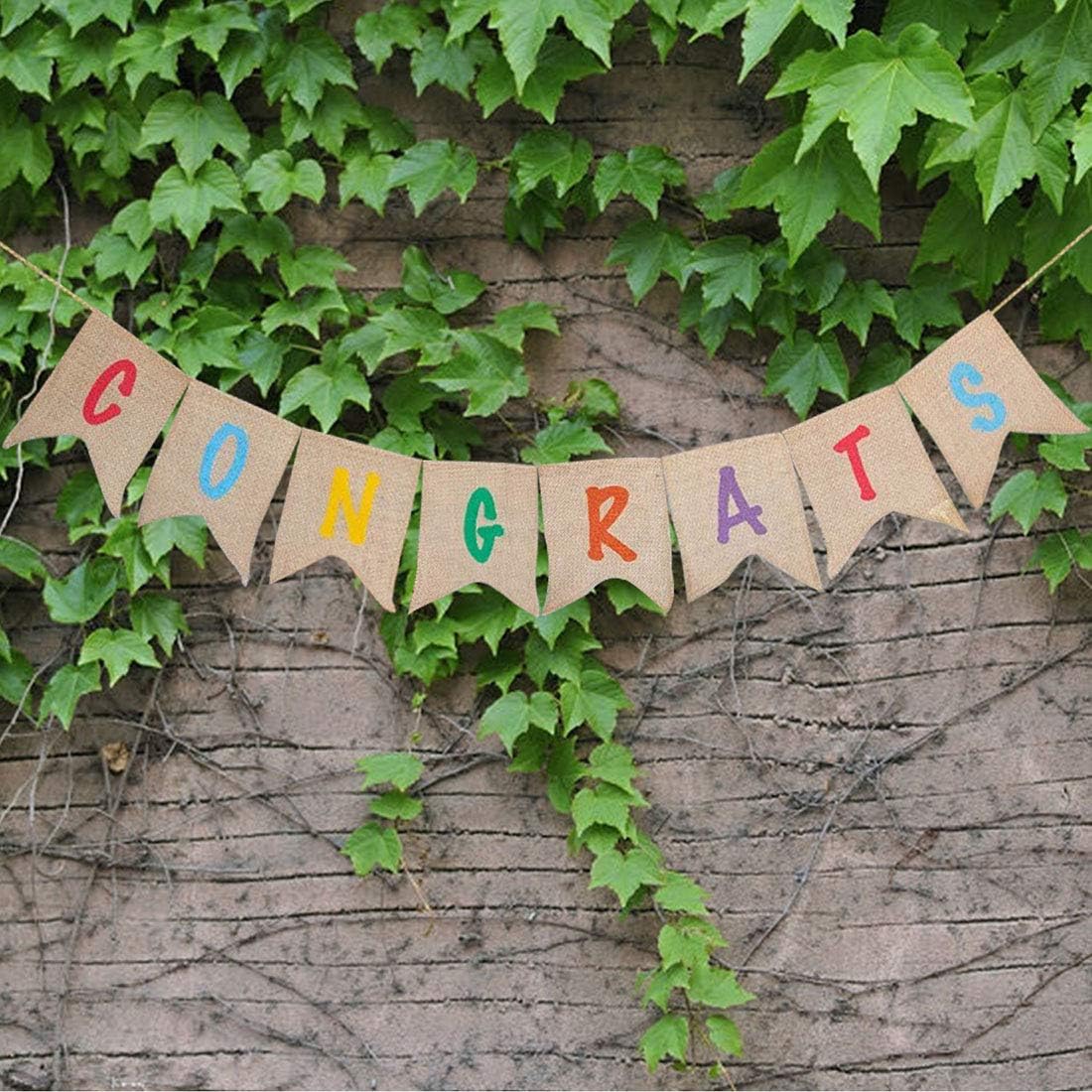 Amazon.com: Sscon Congrats Burlap Banner Congratulation Party Bunting ...