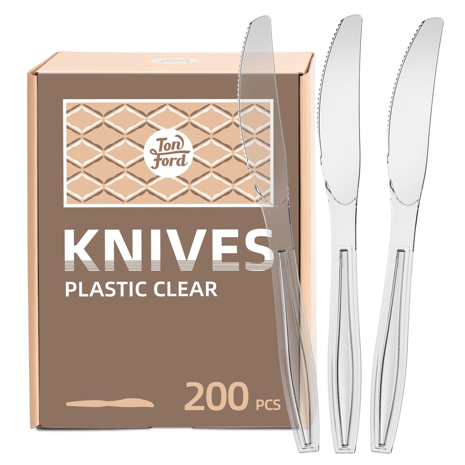 Amazon.com: 200 Count Clear Plastic Knives Heavy Duty, Premium ...
