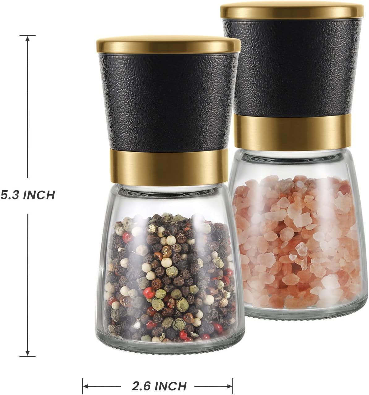 Juego de 4 molinillos de sal y pimienta dorados grandes y pequeños ...