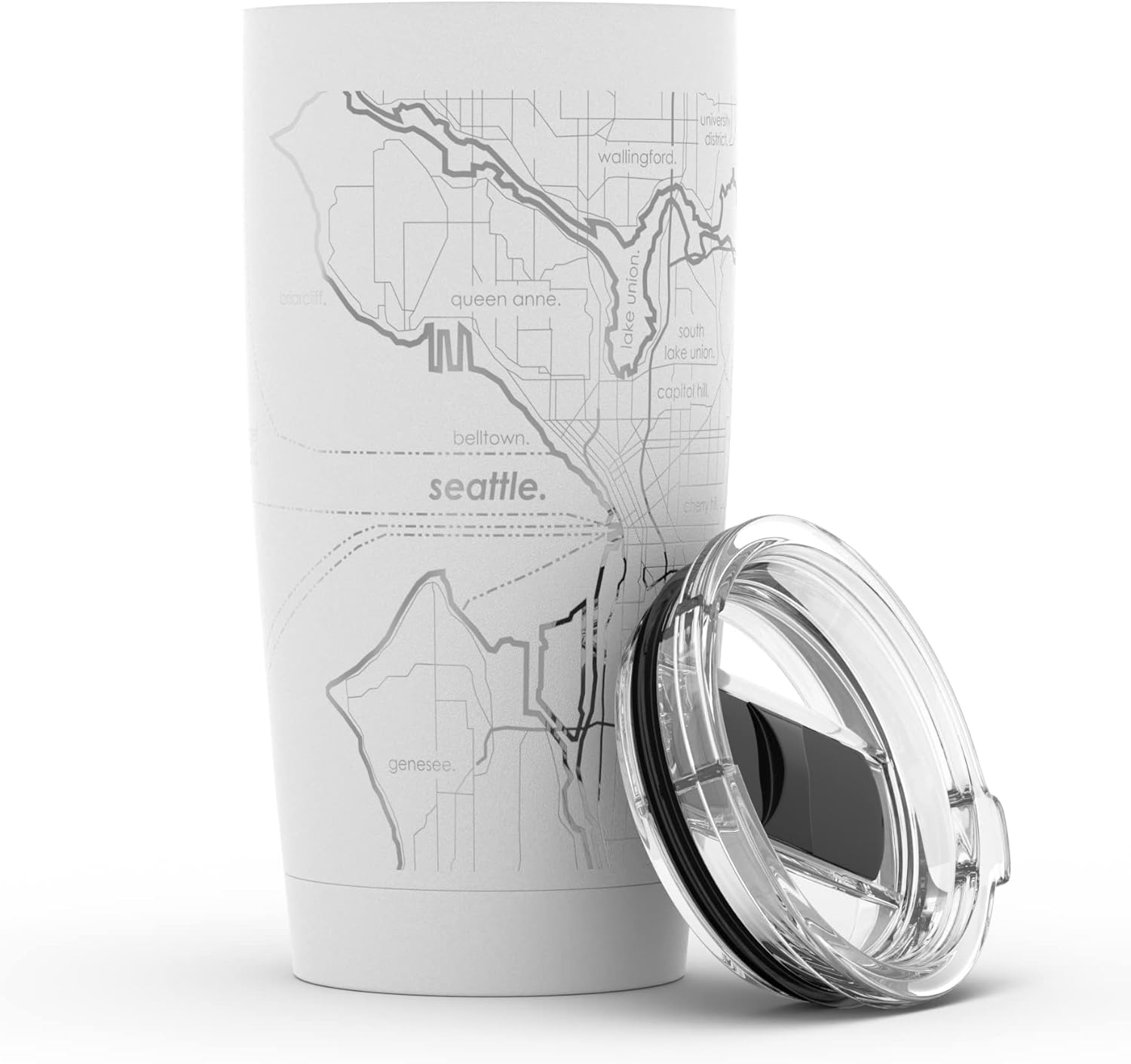 Amazon.com | Well Told Engraved Seattle Washington Map Insulated Coffee ...