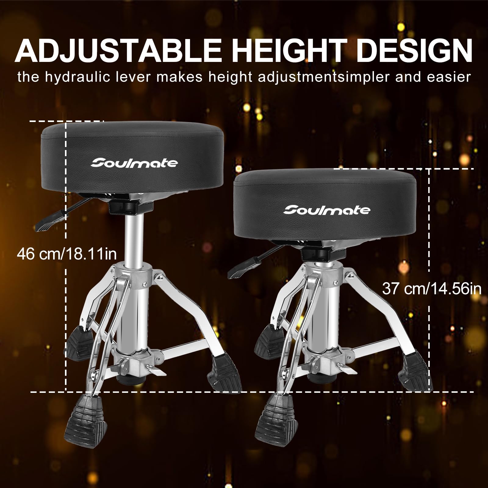 Snapklik.com : Soulmate Drum Throne Adjustable Height Drum Stool, Removable Drum Seat Hydraulic ...