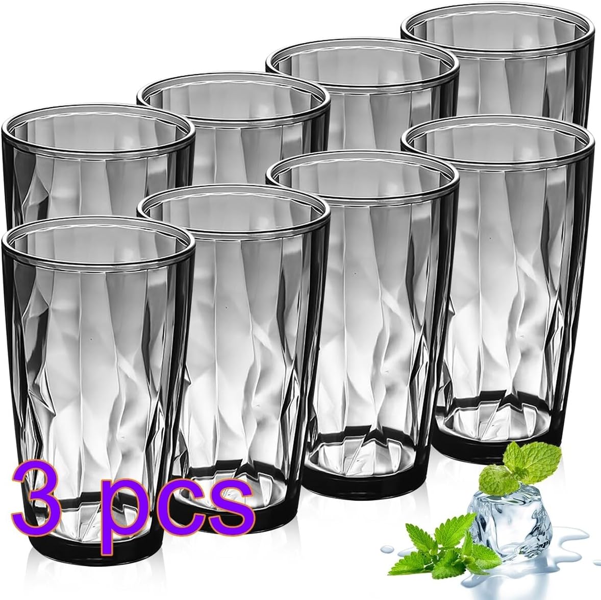 Amazon | 490ml グラス コップ 24個セット 割れにくい素材 業務用 滑りにくい食洗機 食器洗い乾燥機 対応 割れないコップ 食洗器可 冷凍庫可 ハイグレードプラスチック使用 ...