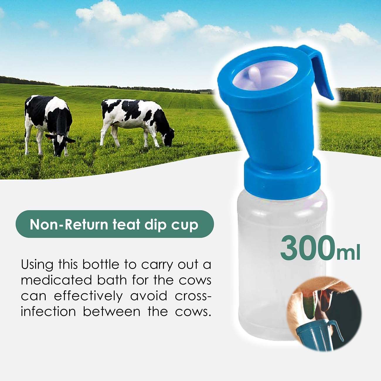 QMARK Teat Dip Cup for Cow Sheep Goat - Non-Return Nipple Disinfection ...