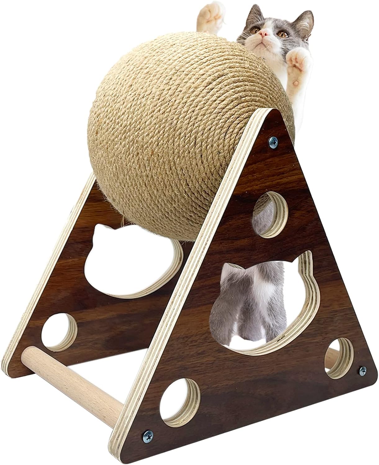 Amazon.com : Fhiny Cat Scratcher Toy with Sisal Ball, Natural Wooden ...