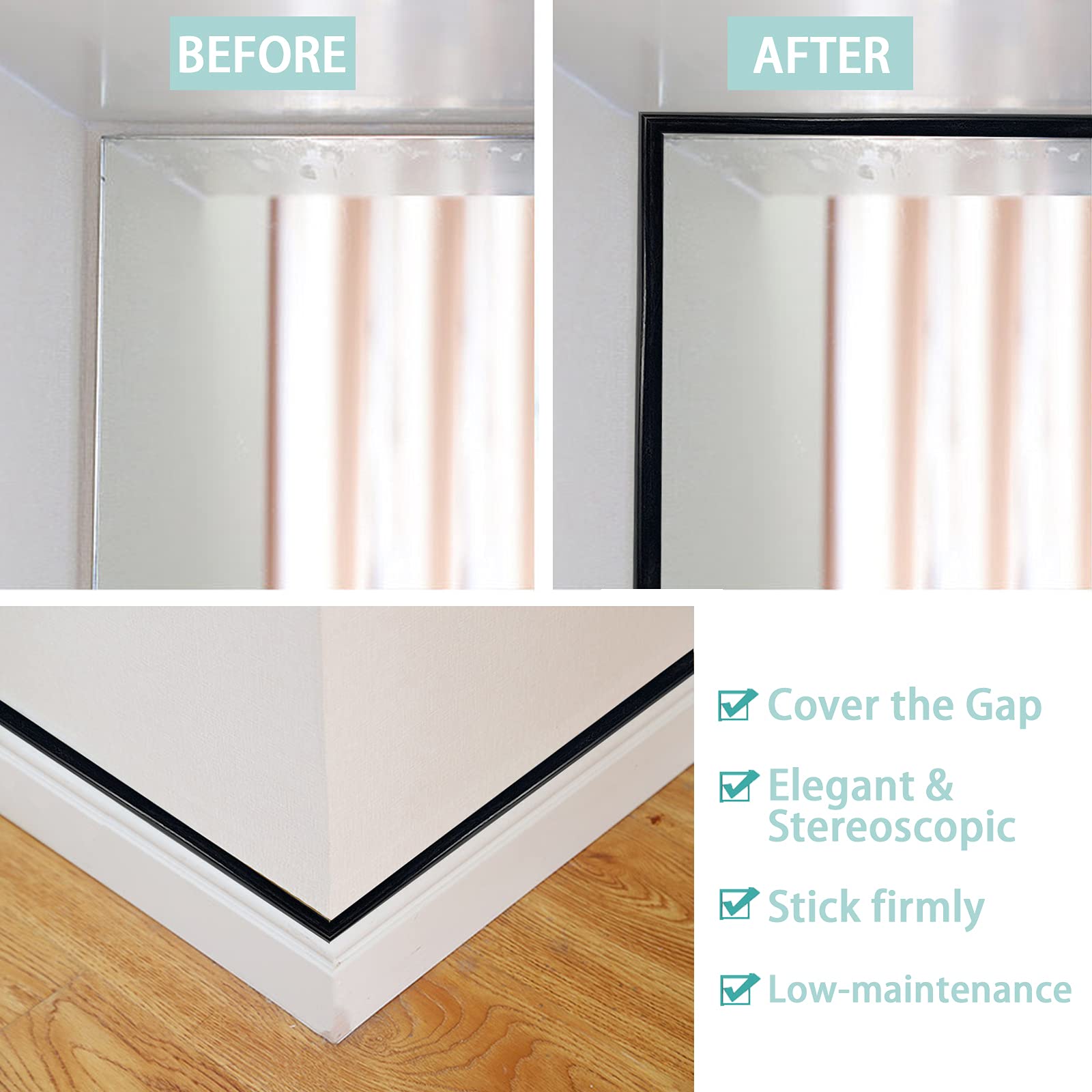 Snapklik.com : Flexible Quarter Round Molding Trim, 16.4 Ft Caulk And ...