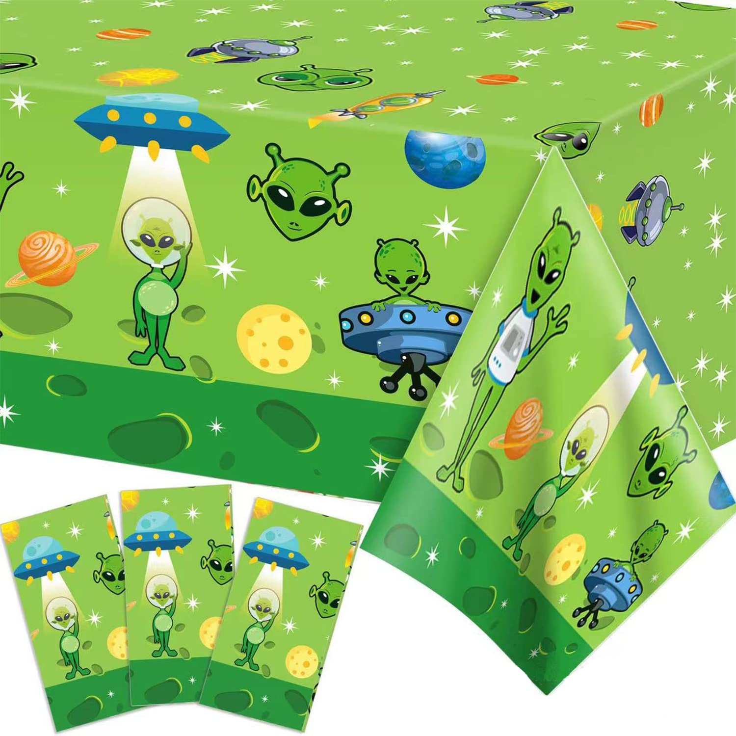 Amazon.com: DodelyGz 3Packs Alien Theme Party Tablecovers,Disposable ...