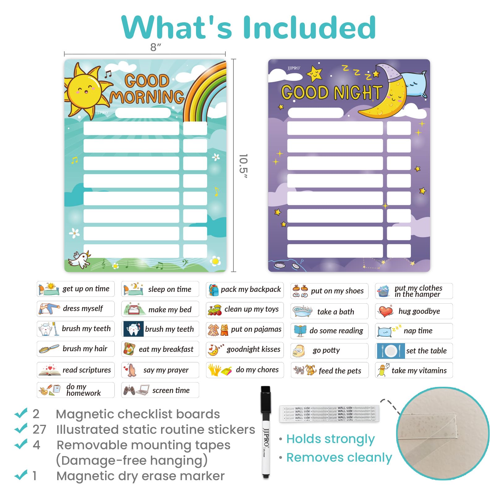 Snapklik.com : Magnetic Bedtime/Morning Routine Chart For Kids -Toddler ...