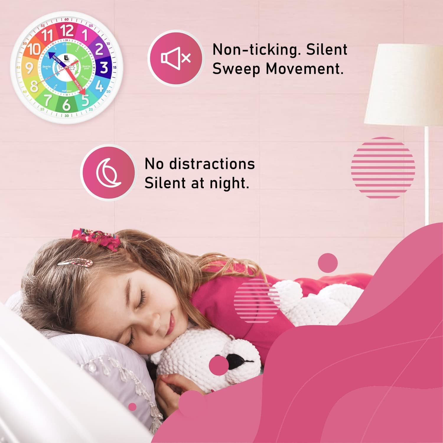 Colorful 3D Kids Learning Wall Clock - Easy to Read Philippines | Ubuy