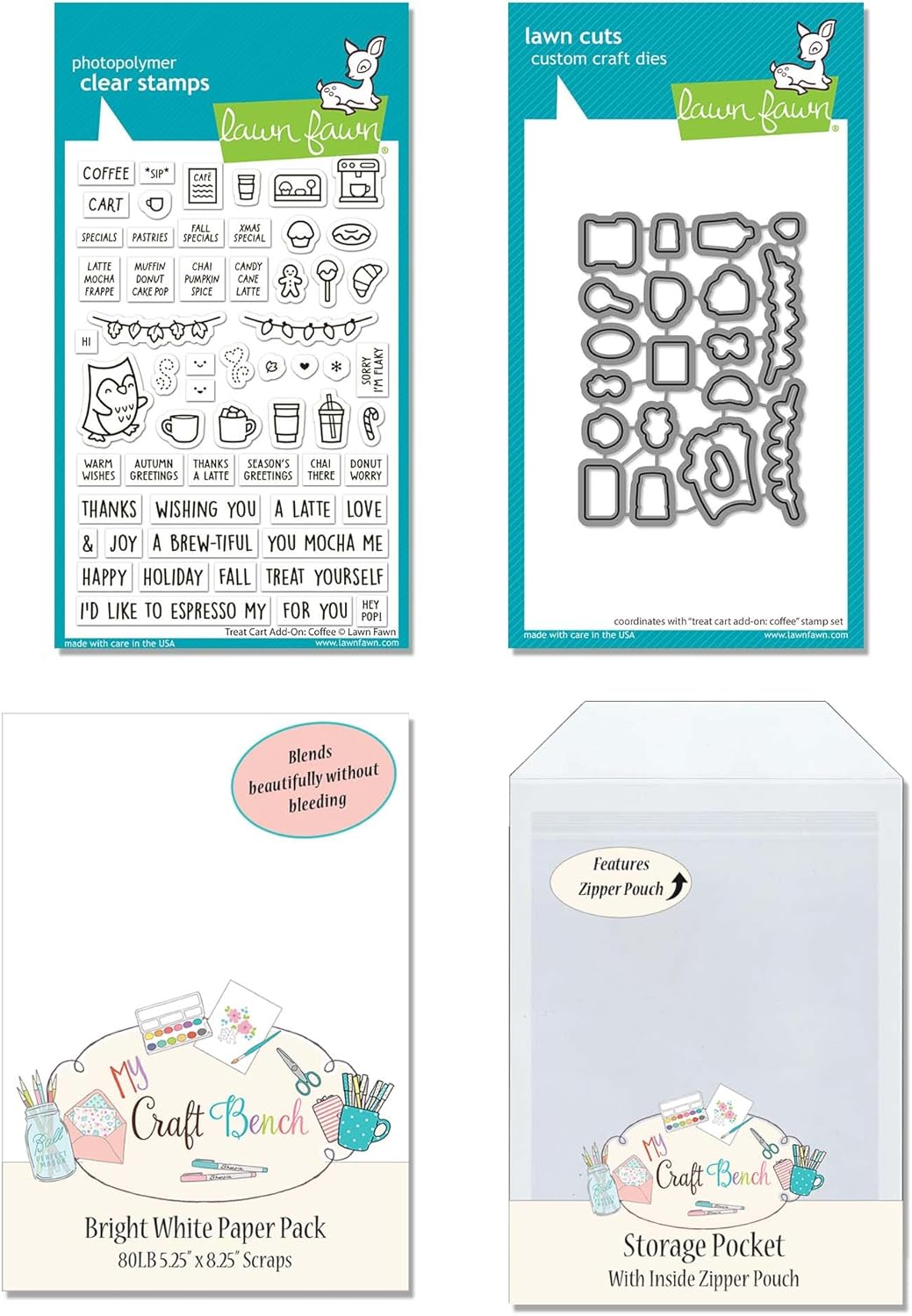 Amazon.com: Lawn Fawn Stamp & Die Set Treat Cart Add-on Coffee + MCB ...