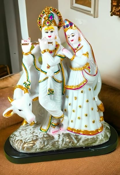 Buy Hanu Creations Lord Radha Krishna & Cow/Radhey Krishan Couple Idol ...