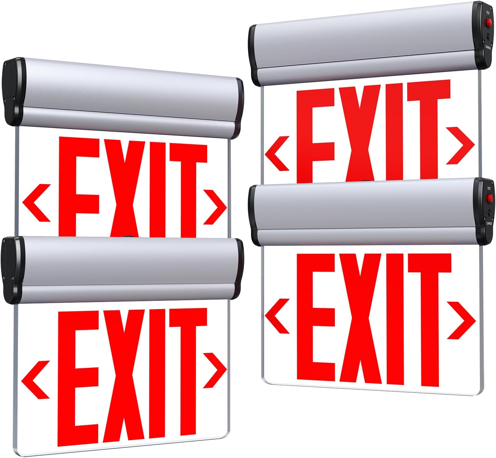 SASELUX Led Edge-Lit Exit Sign ,Brushed Aluminum Housing Single-Sided ...