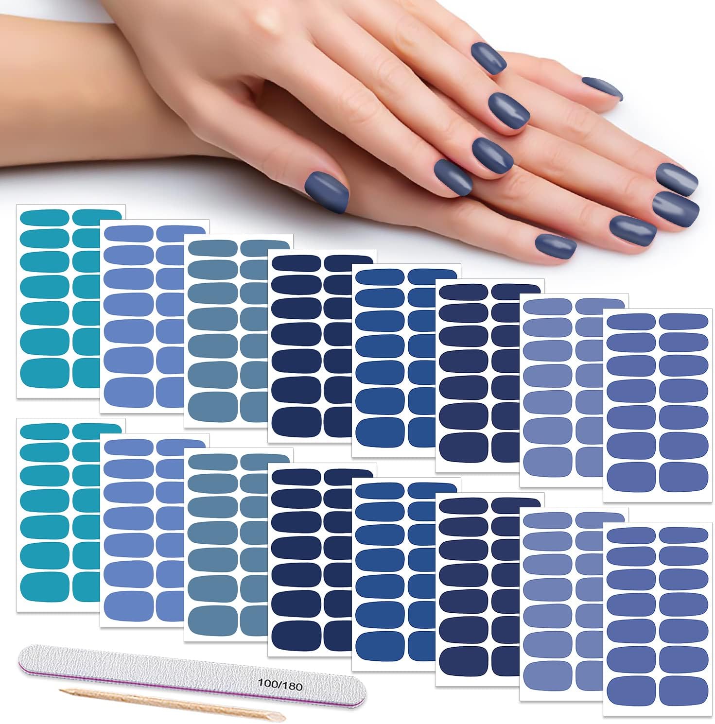 Amazon.com: DANNEASY 16 Sheets Nail Polish Strips Solid Color Nail ...