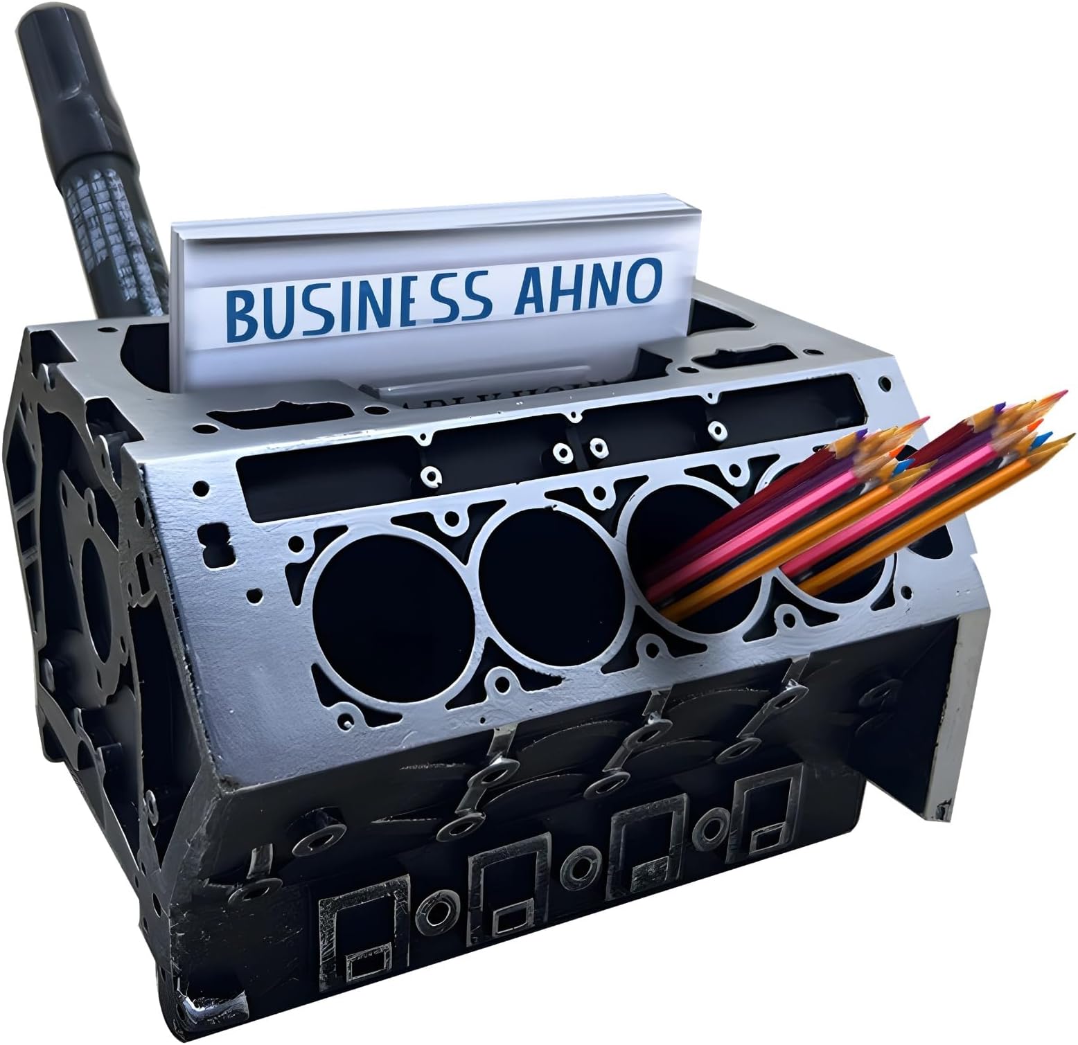 Amazon.com : Engine Block Inspired Desktop Organizer & Business Card ...