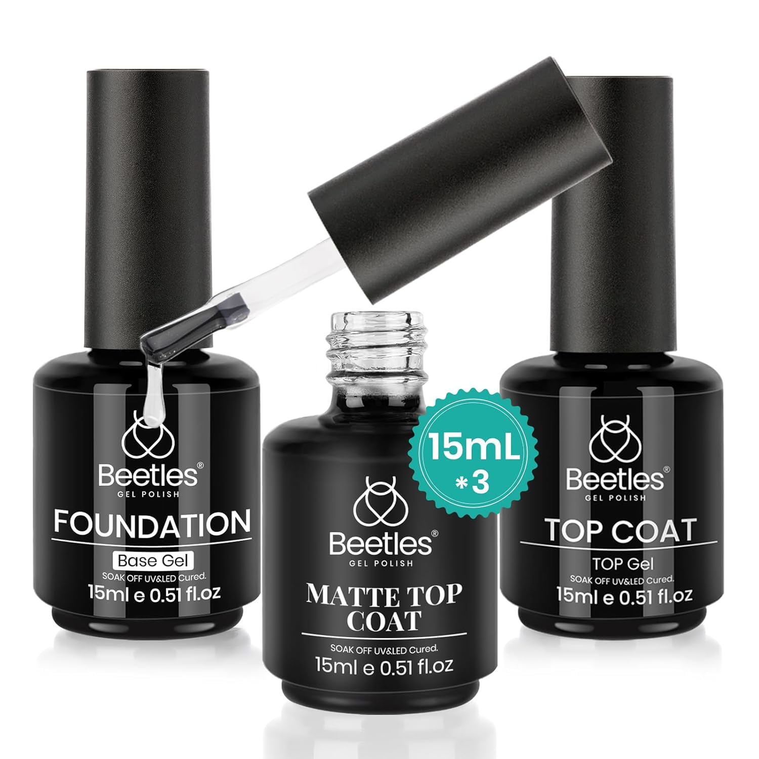 Amazon.com : Beetles Matte Gel Top Coat No Wipe Top Coat Gel Nail ...