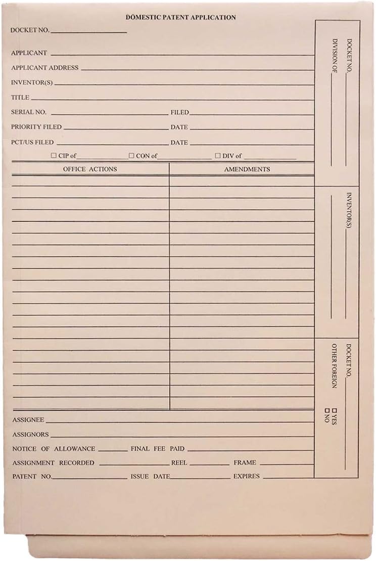 Amazon.com : Patent and Trademark Folder, End Tab for Shelf Filing ...