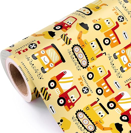 Amazon.com: WRAPAHOLIC Construction Wrapping Paper Roll - Mini Roll ...