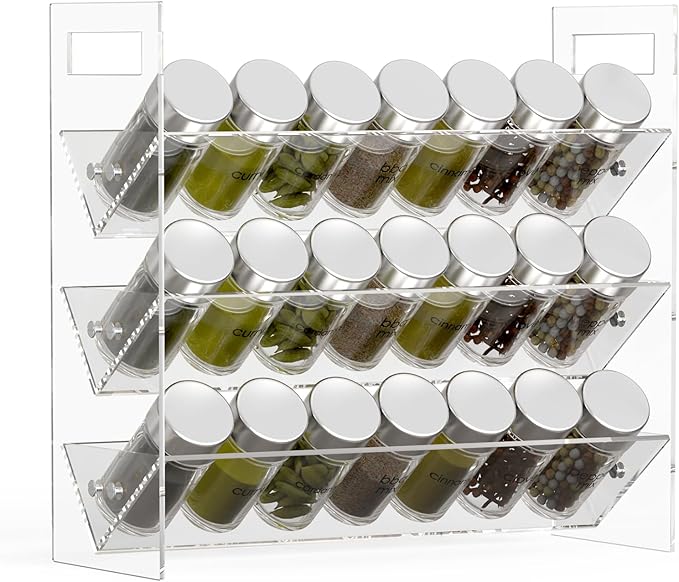 Amazon.com: PMMASTO Acrylic Spice Rack Organizer for Cabinet Spice Jars ...