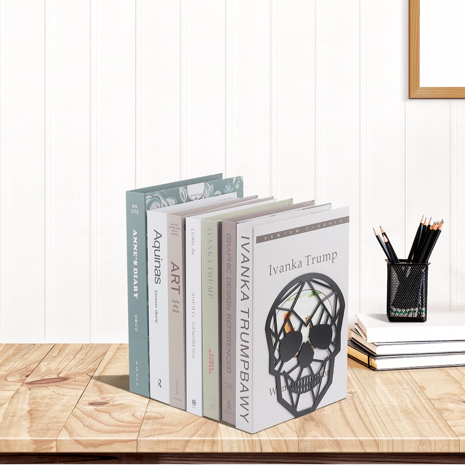 Gothic Bookends Black Skull Design Metal Bookends - Heavy Duty Book ...