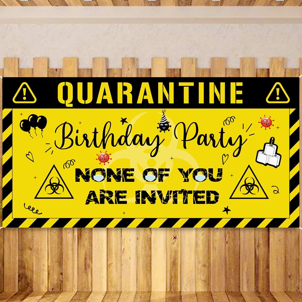 Amazon.com: 90shine Quarantine Birthday Decorations Banner - Social ...