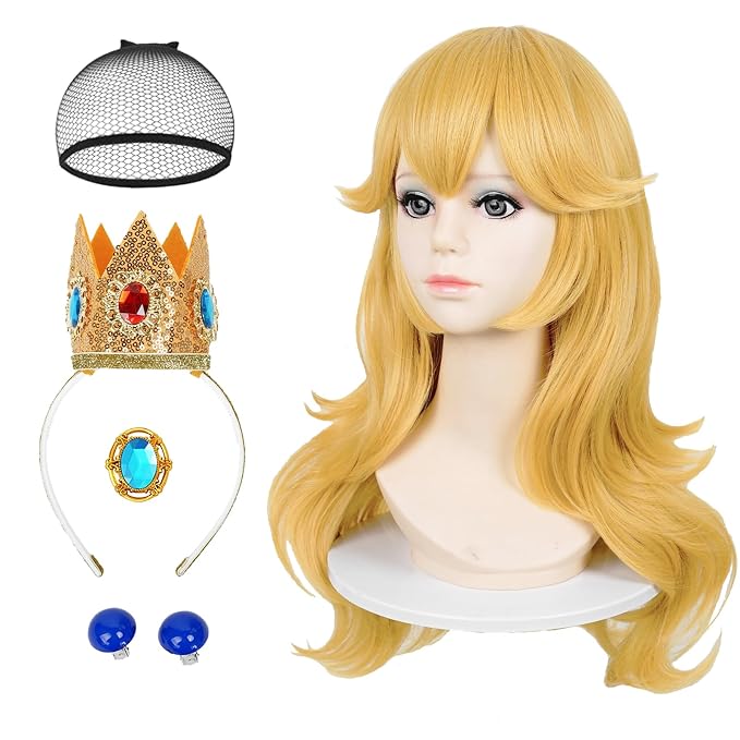 Amazon.com: Long Blonde Princess Wig for Kids Girls, Golden Peach ...