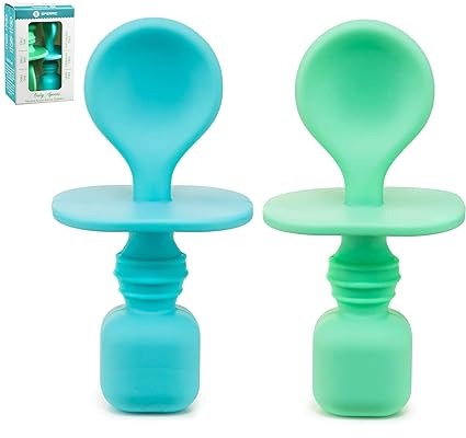 Amazon.com: Silicone Baby Spoons for Baby Led Weaning 2-Pack, First ...