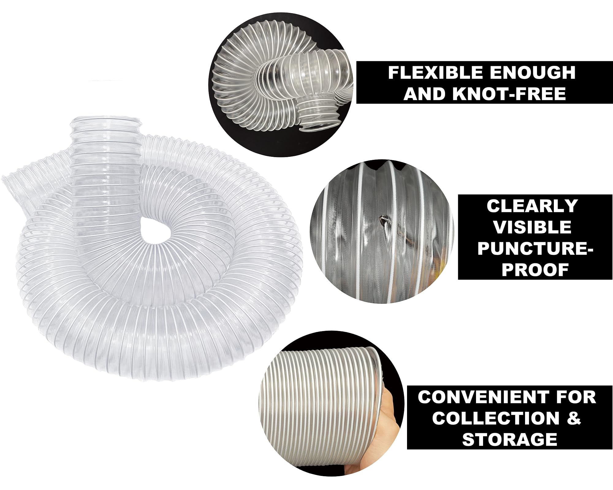 Snapklik.com : PEISONGFEI 2 1/2" X 10 Clear PVC Dust Collection Hose ...