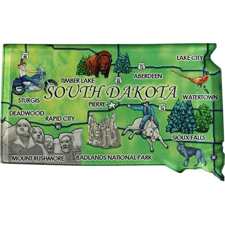 Amazon.com : Flagline South Dakota - Acrylic State Map Refrigerator ...