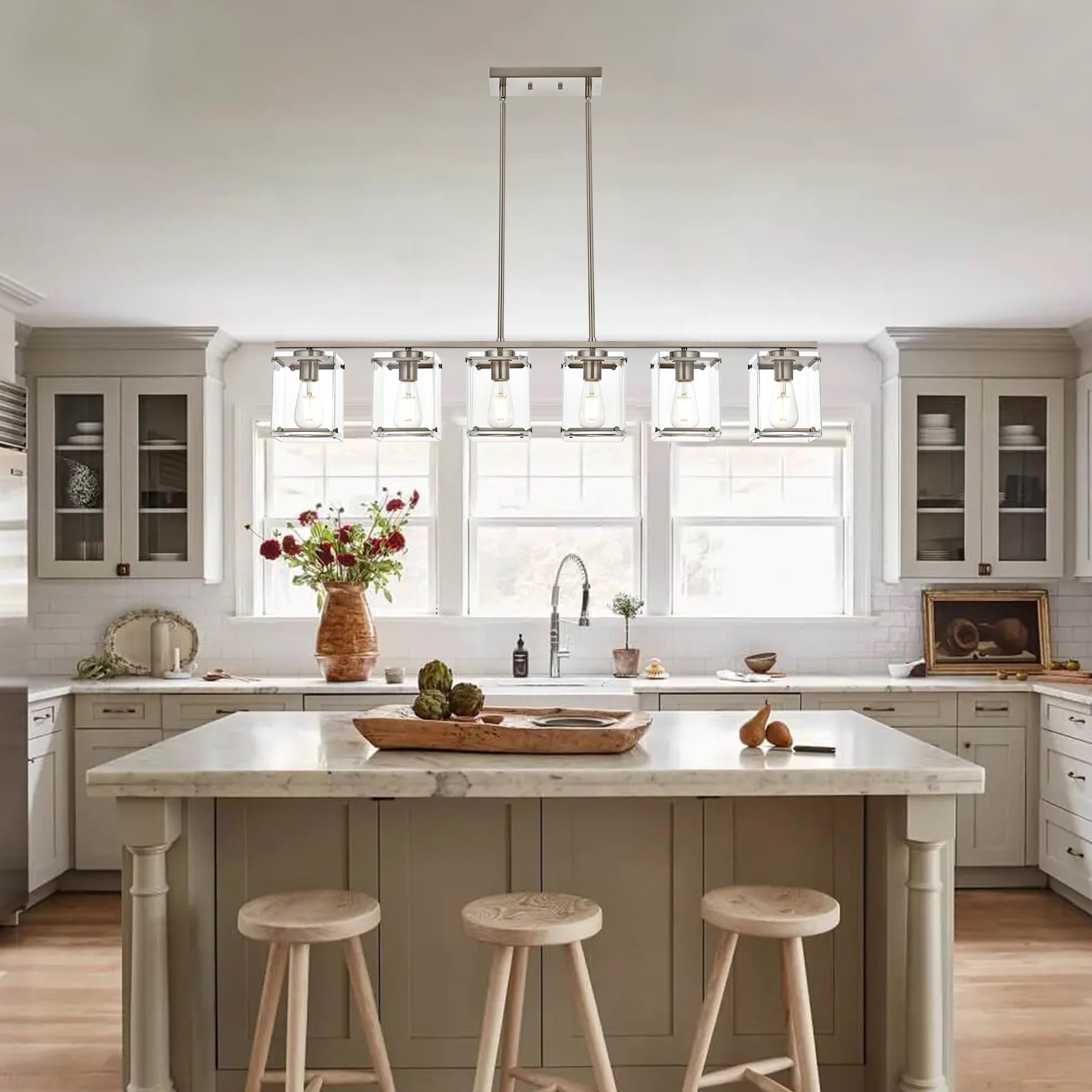 Dining Chandeliers Over Table MELUCEE 6-Light Linear Chandelier ...