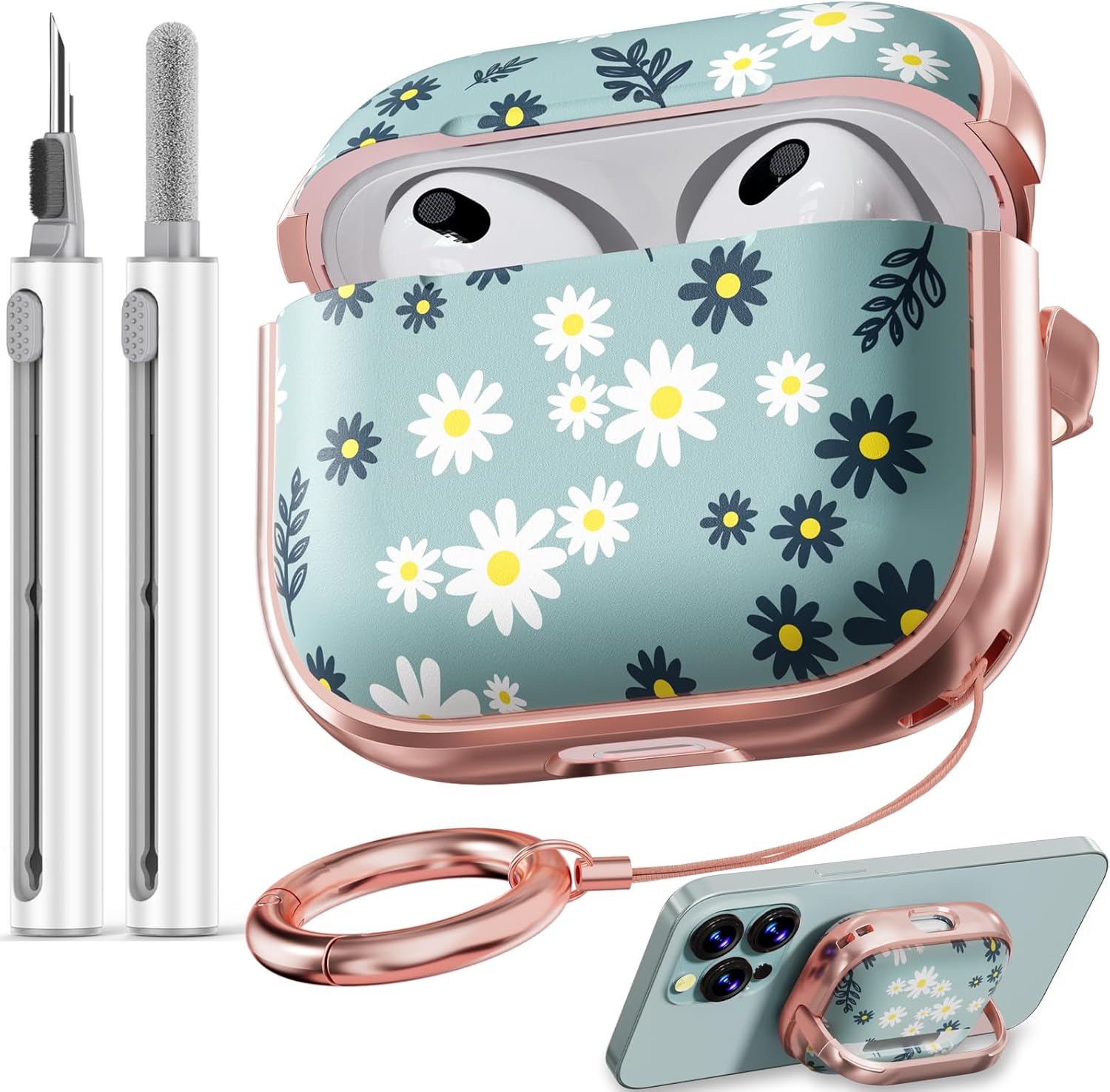 Amazon.com: with Safety Lock for AirPods 3rd Generation Case Cover 2021,Cute Floral AirPod 3 ...