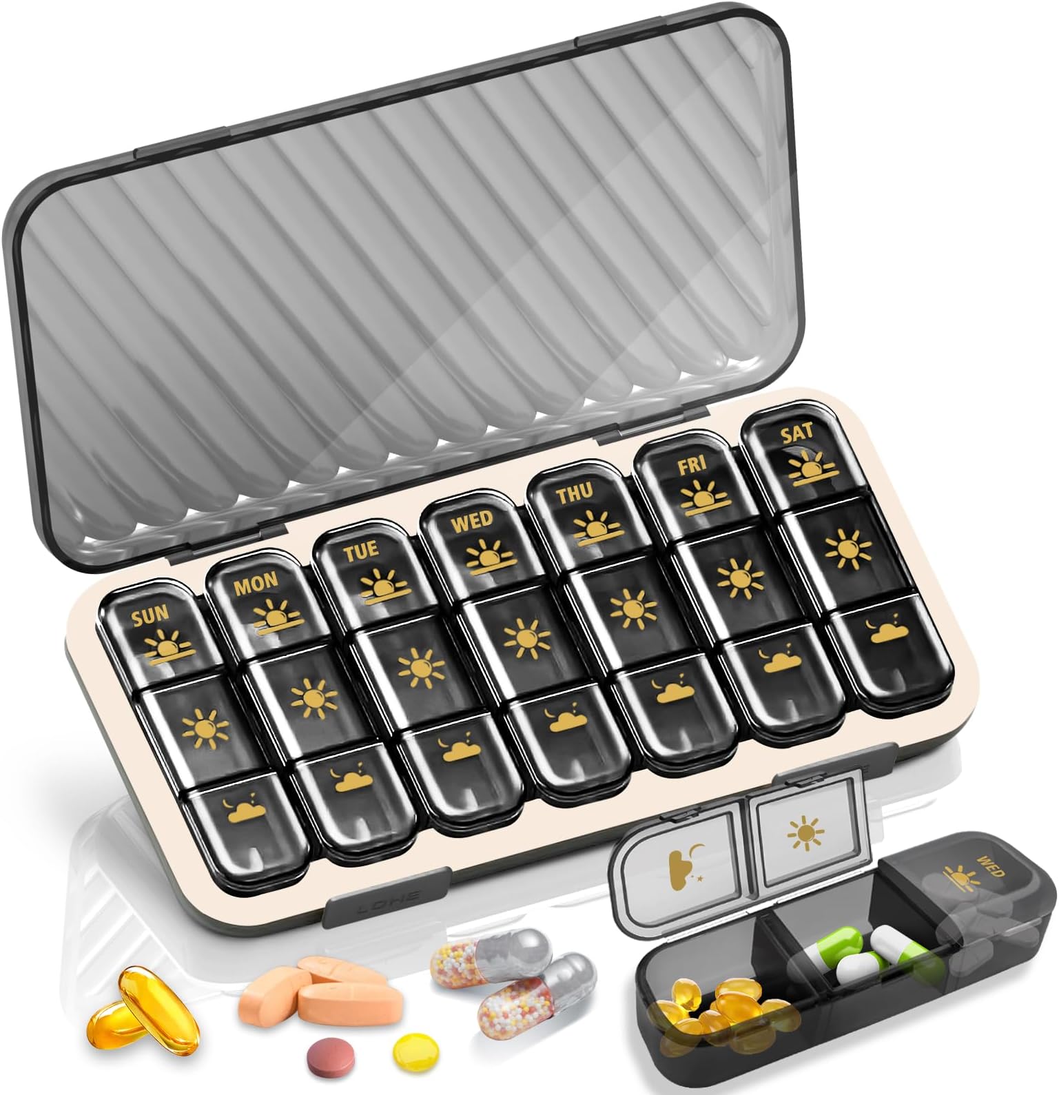 Amazon.com: Weekly Pill Organizer 3 Times a Day, GloDeals Large Travel ...