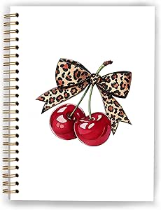 Amazon.com : XUNLURY Trendy Preppy Coquette Leopard Bow Cherry Notebook ...