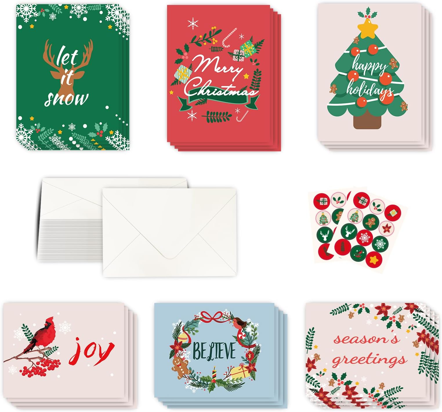 Amazon.com : emzrivo 24 Pcs Christmas Cards Boxed with Envelopes ...
