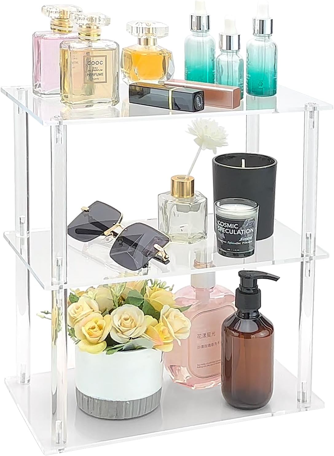 Amazon.com: Bigfety Bathroom Countertop Corner Shelf, 3 Tier Acrylic ...