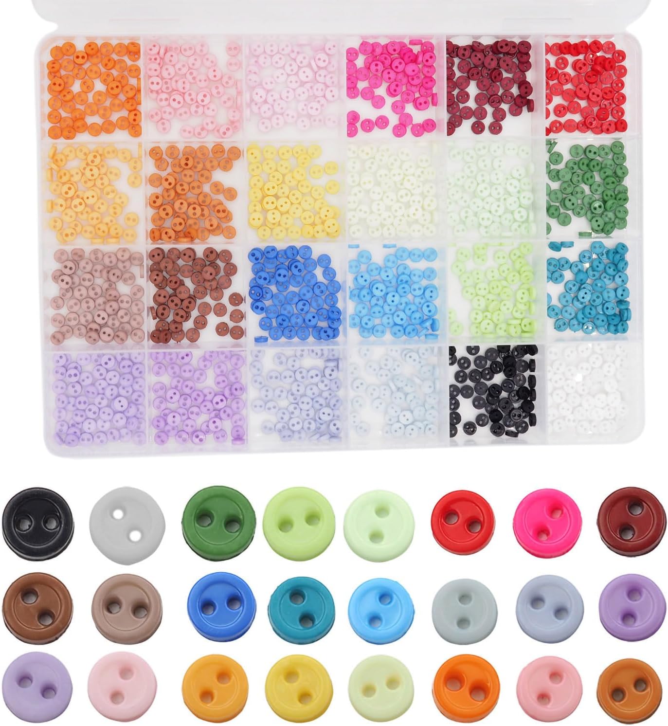 Amazon.com: NQJNQJ 1000 Pcs Mixed Color Small Buttons for Crafts - 6mm ...