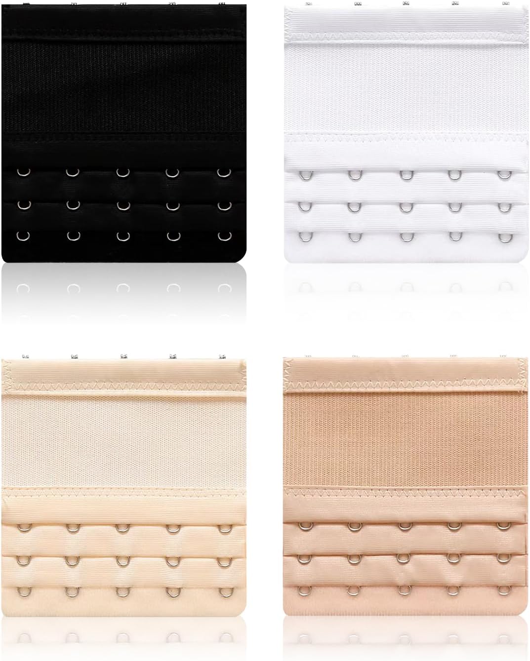 JELIEE 4 PCS Women's Bra Extenders 5 Hooks Soft Stretchy Bra Extension ...