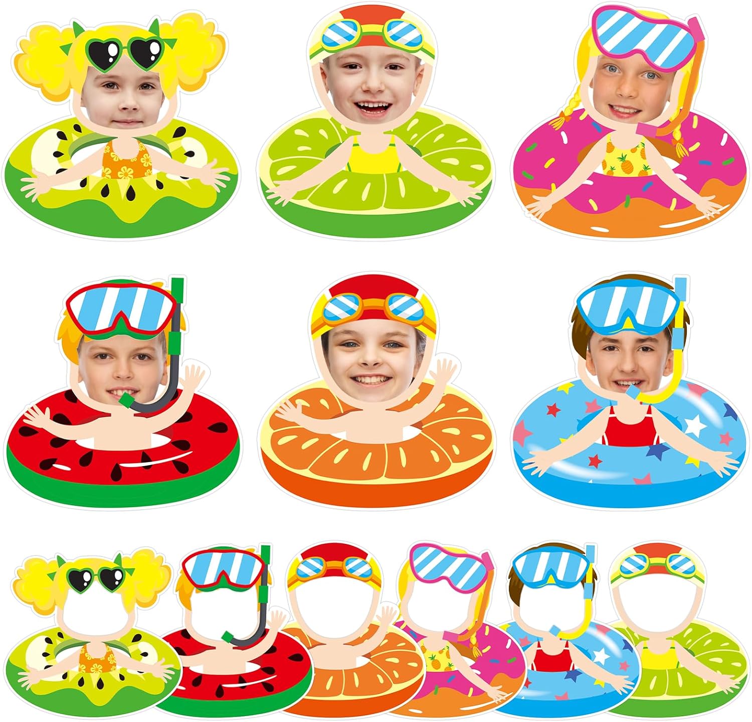 Amazon.com: 36 Pcs Summer Cutouts Swim Ring Cutouts with Photo Space ...